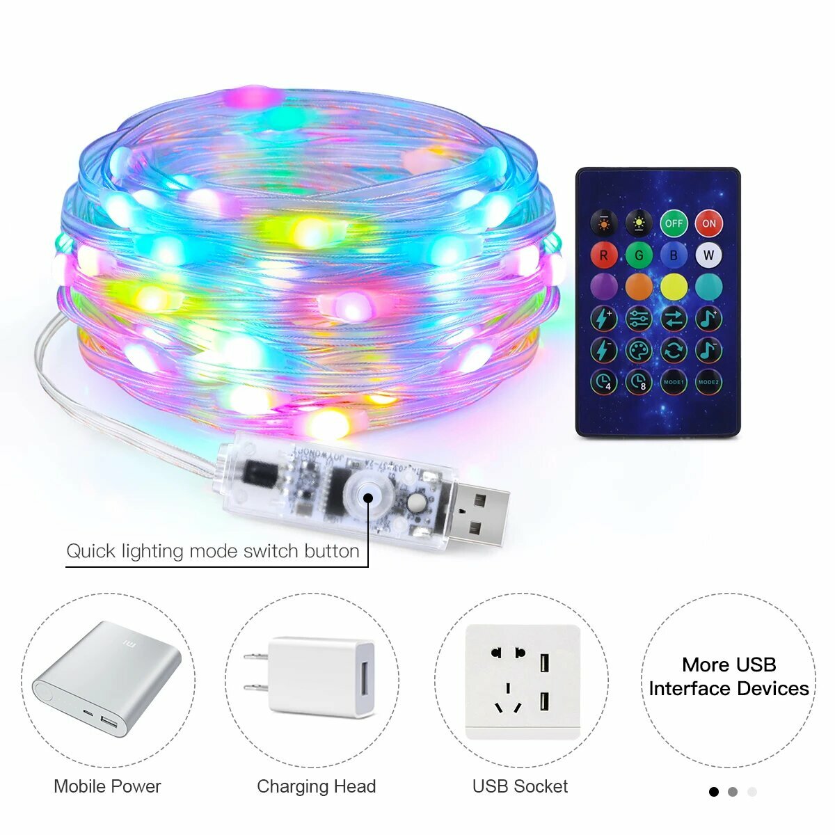 Lcamaw RGBIC Bluetooth гирлянда для дома 5м 20M — фото 1