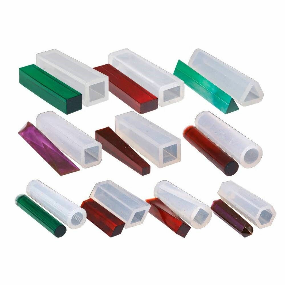 Комплект из 10 силиконовых молдов-кулонов "Кристаллы" для заливки эпоксидной смолой