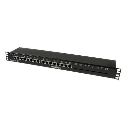 Грозозащита RJ-45 OSNOVO SP-IP16/1000PR 1U, черный