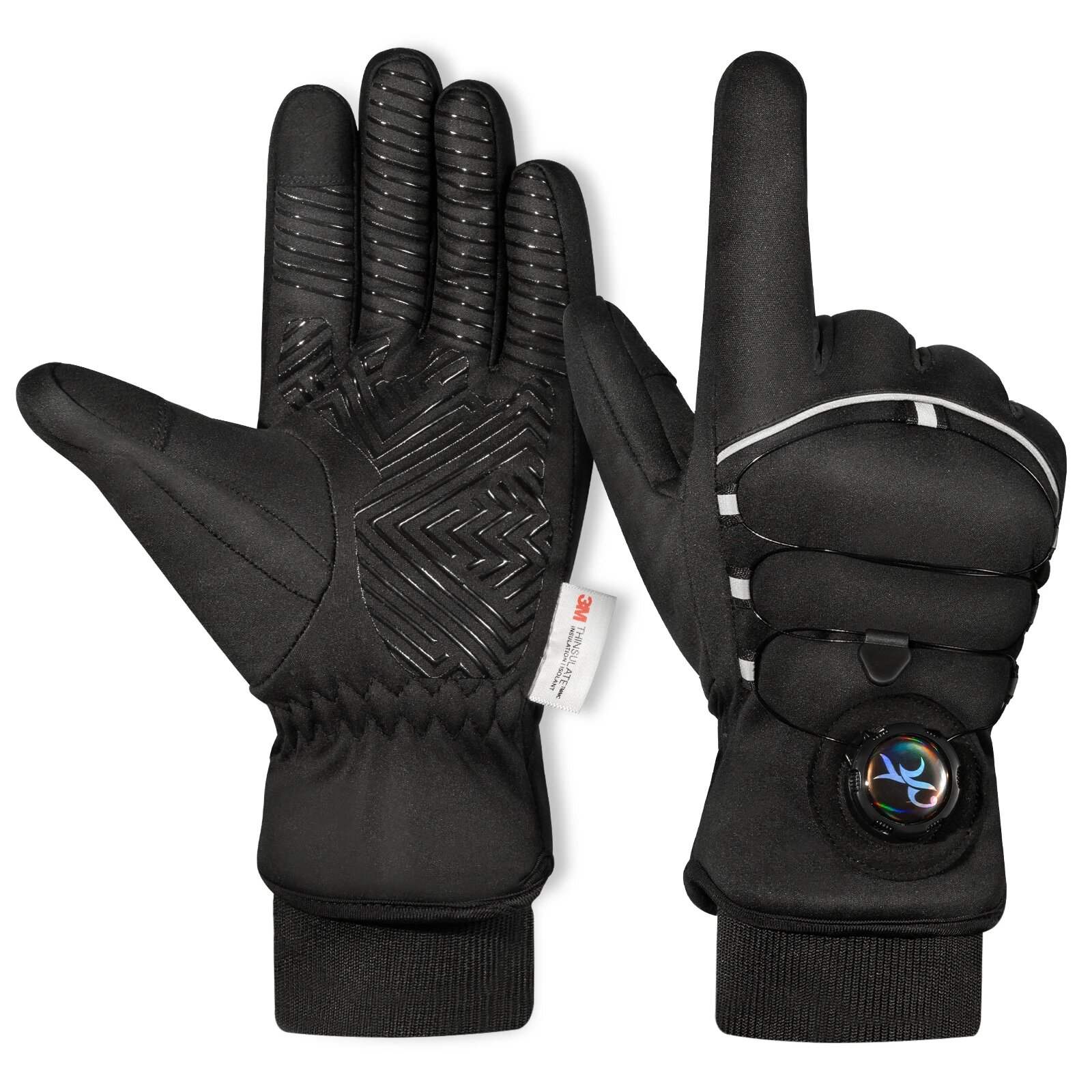 MOREOK Зимние перчатки 3M Thinsulate серого цвета L, 3M-Black