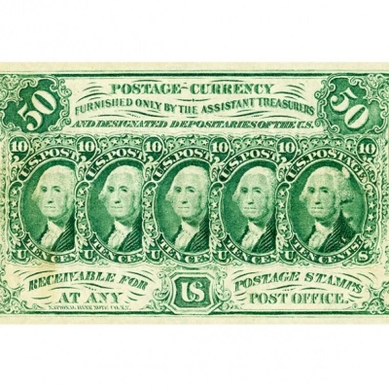 50 центов 1862 года, 1 выпуск, сувенирная копия, банкноты и купюры редкие коллекционные