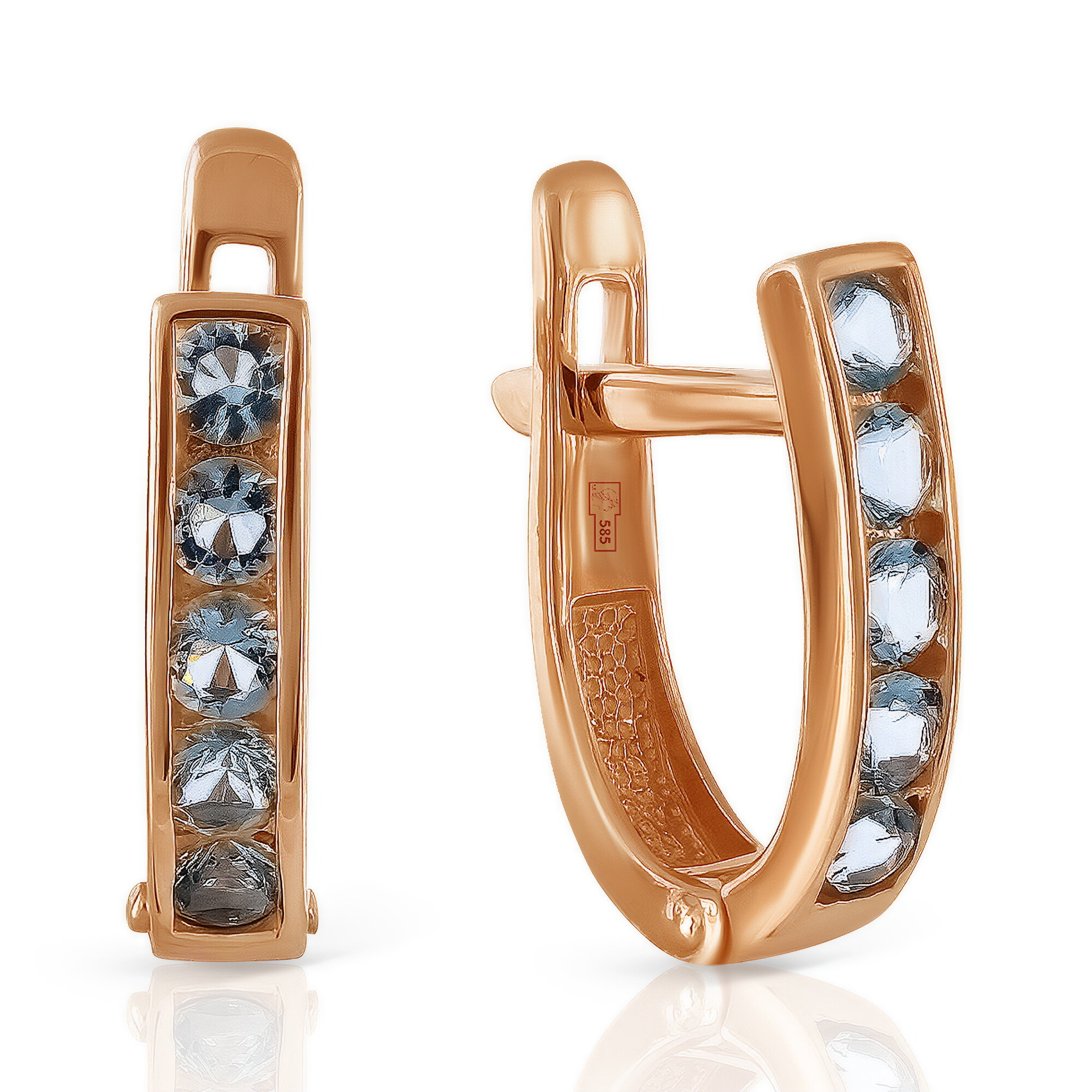 Серьги, красное золото, 585 проба, фианит