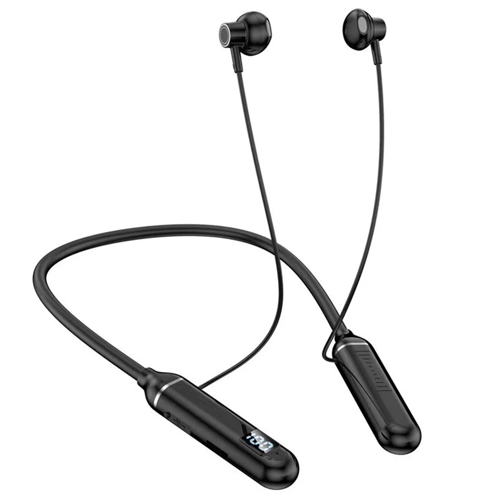 Спортивные наушники с шейным ремешком, Bluetooth наушники, игровые светодиодный, батарея, дисплей, беспроводной микрофон, стерео, HIFI, TWS, гарнитура, поддержка tf-карт