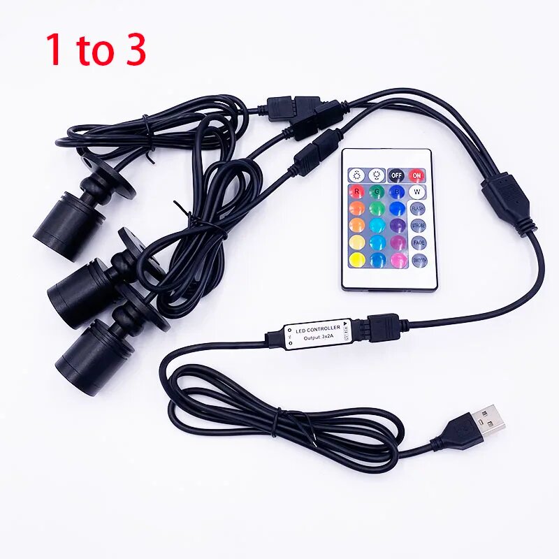 Ohlite RGB светодиодный прожектор 1Вт/3Вт RGB 1to6, Black, USB 5V 1W