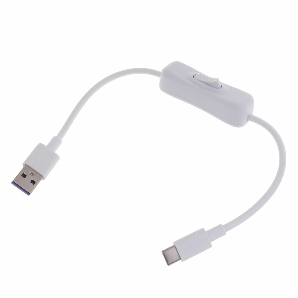 USB-концентратор, Белый USB на Type C дата-кабель с выключателем - 30 см, 1 шт.