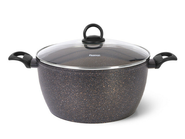 14331 FISSMAN Кастрюля MAGNA 30x15см / 9,15л с крышкой (алюминий с антипригарным покрытием TouchStone) Ручки-бакелит; Крышка-стекло; Индукция
