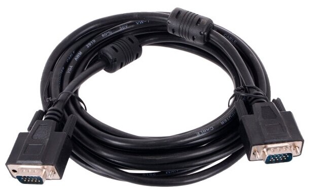 Кабель Svga соединит.5.0м TV-Com 15M/15M, черный, феррит. кольца [qcg341ad-5m]