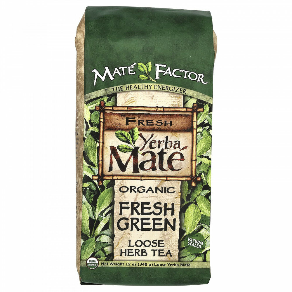 Mate Factor, Органический йерба мате, свежий зеленый листовой чай, 12 унций (340 г)