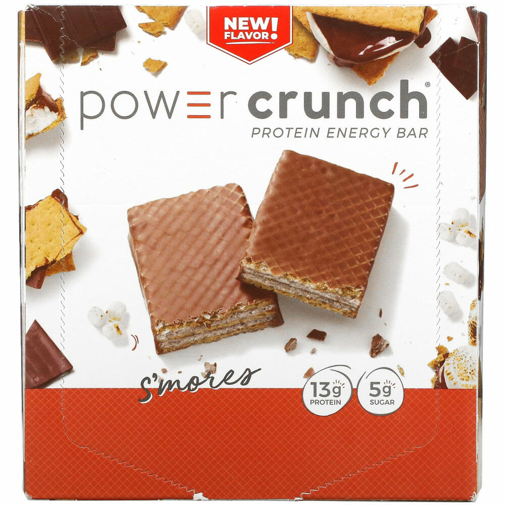 BNRG, Power Crunch®, протеиновый батончик, S'mores, 12 батончиков по 40 г (1,4 унции)