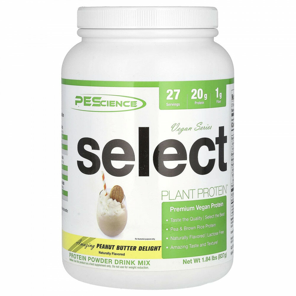 PEScience, Vegan Series, Select Plant Protein™, арахисовая паста, 837 г (1,84 фунта)