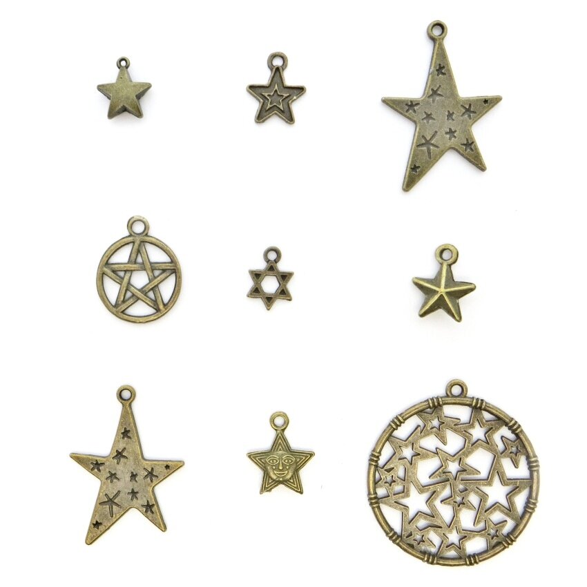 Набор шармов для рукоделия Рукоделие металлические, Звезды, бронзовый цвет