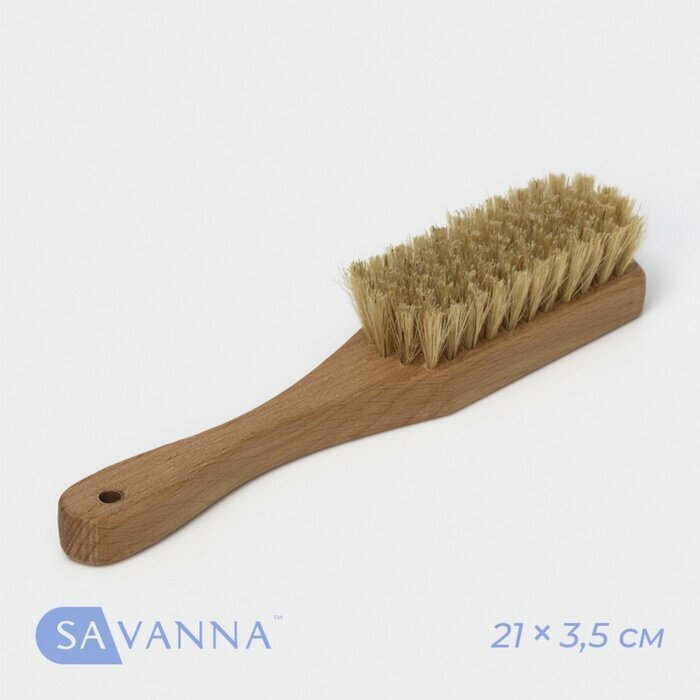 Щётка для обуви SAVANNA, 21х3.5 см, 59 пучков, натуральный волос