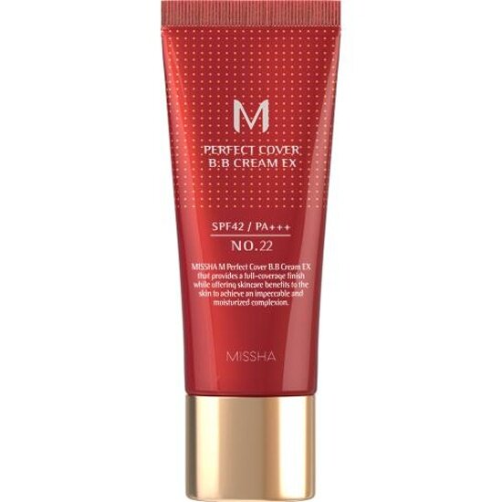 Тональный BB крем для лица Missha М Perfect Cover, Идеальное покрытие SPF 42, тон 22, 20 мл