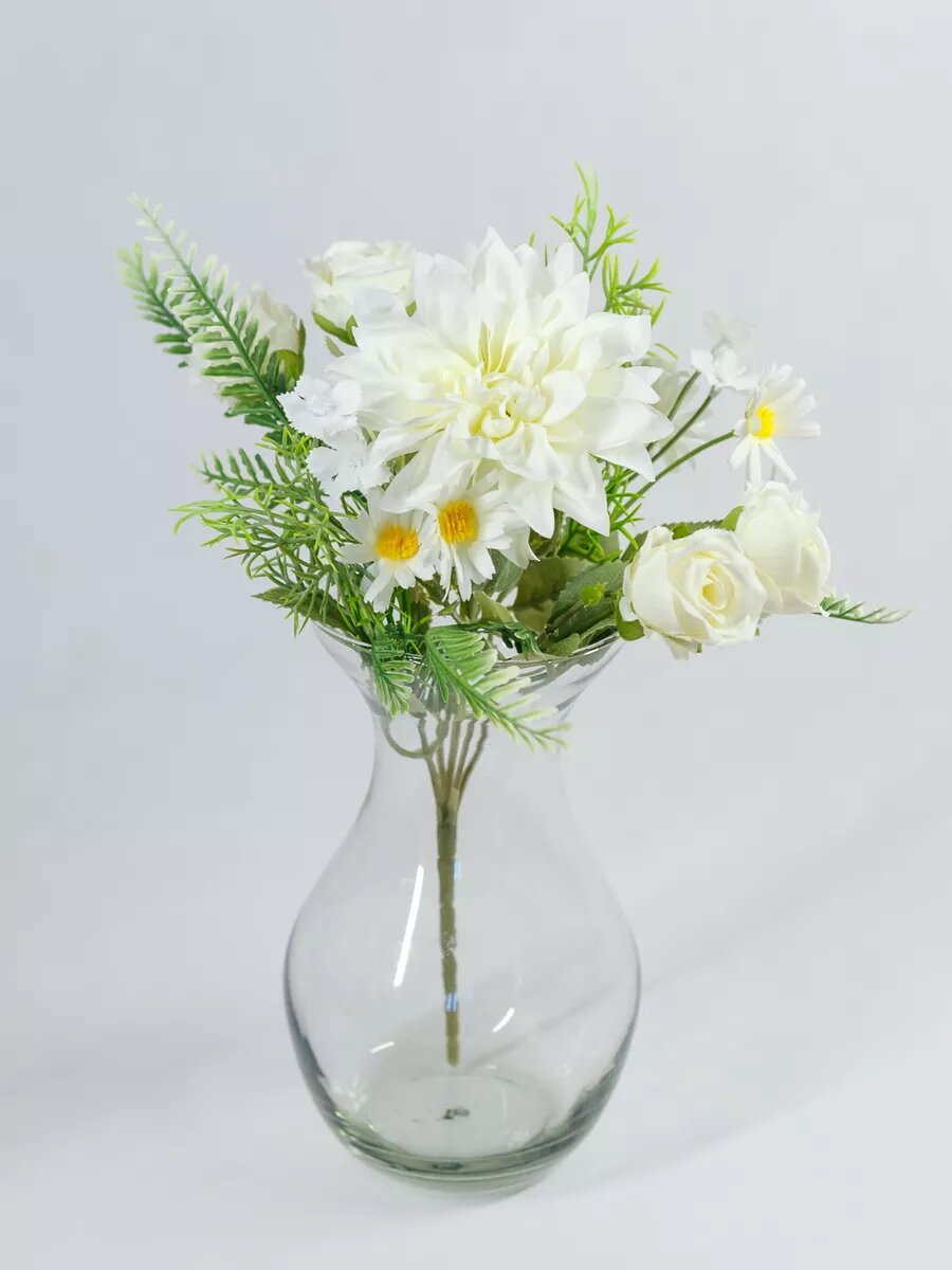 Цветок искусственный Букет георгина с розочками 30 см