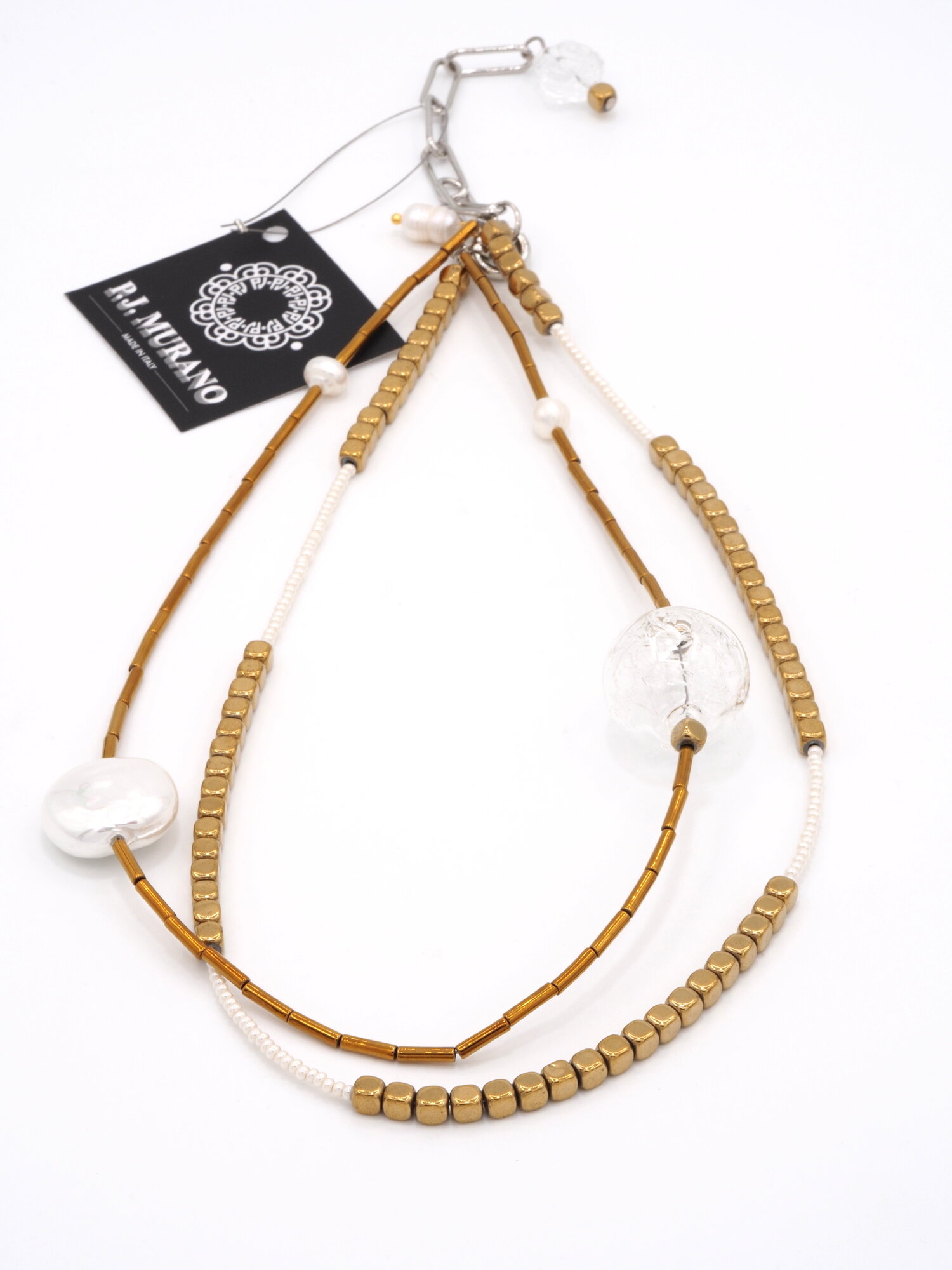 Бусы, жемчуг барочный, гематит