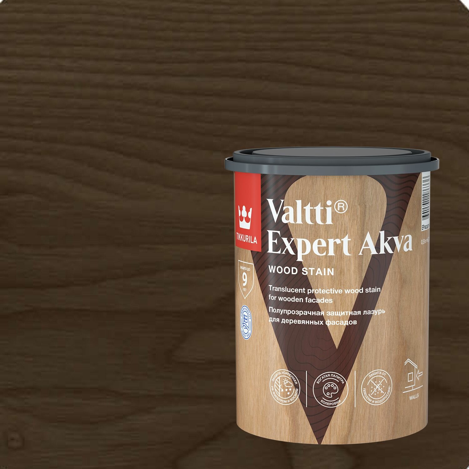 Лазурь фасадная для древесины Tikkurila / Tikkivala Valtti Expert Akva (0,9л) палисандр