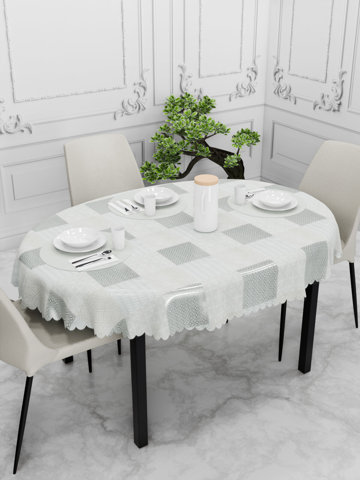 Скатерть клеенка на стол на кухню 140х180 см водоотталкивающая на нетканой основе Печворк