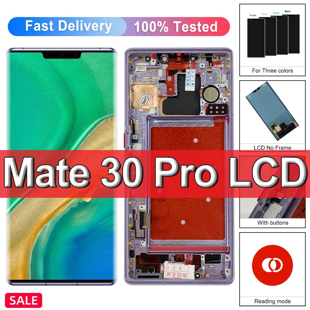 OLED для Huawei Mate 30 Pro LIO-L09 L29 AL00 ЖК-дисплей с дигитайзером сенсорного экрана в сборе, сменный дисплей Mate 30 pro TFT PurpleFrameCover