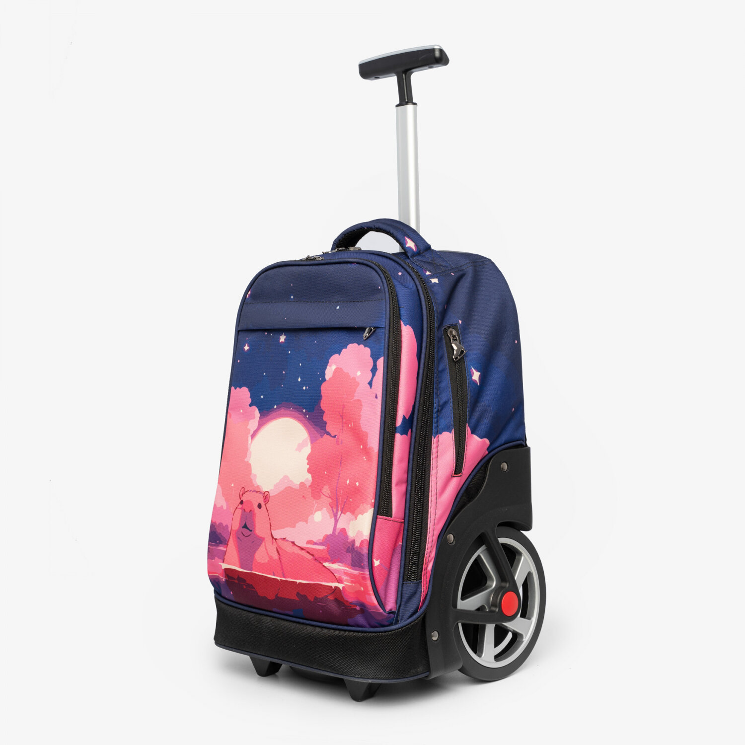 Сумка рюкзак на колесах "CUBE", Капибара и закат, для фигурных коньков, роликов, одежды, экипировки и аксессуаров