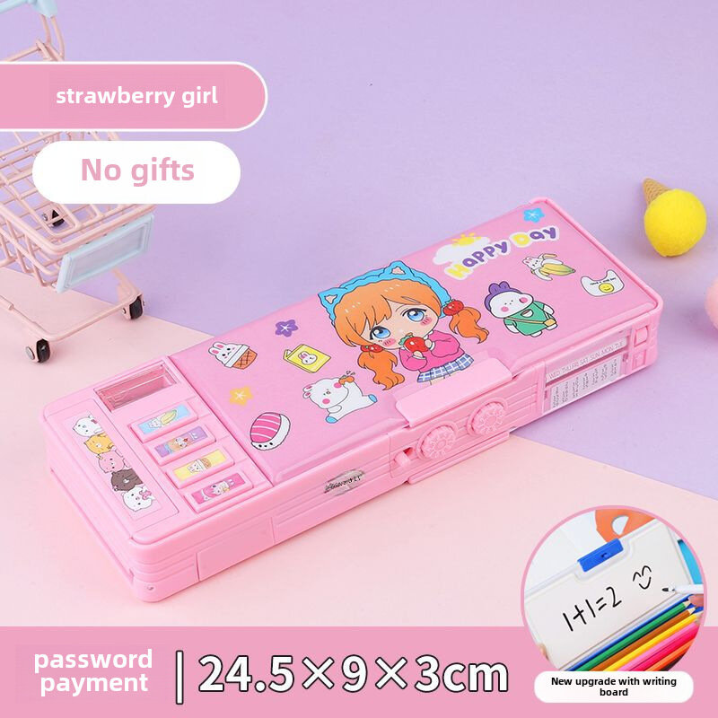 Пенал "Strawberry girl", для девочек, многофункциональный, розовый, фиолетовый