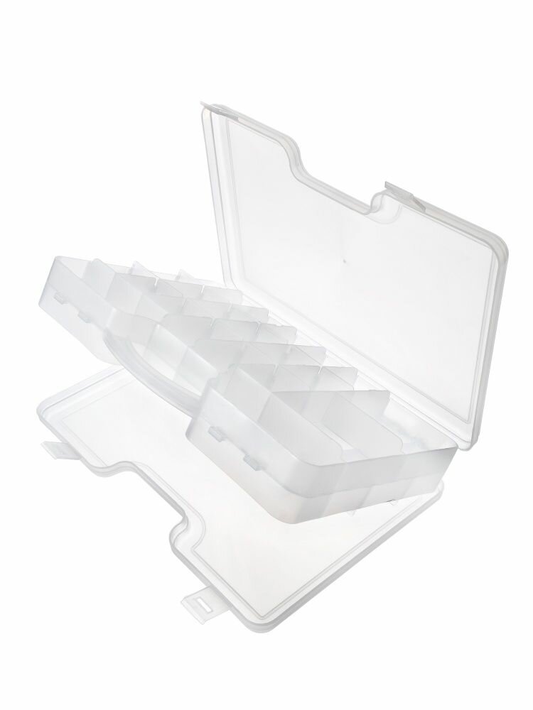 Коробка для воблеров и балансиров ВБ-1 двойная прозрачная 7+7 отделений 190х85х35 мм