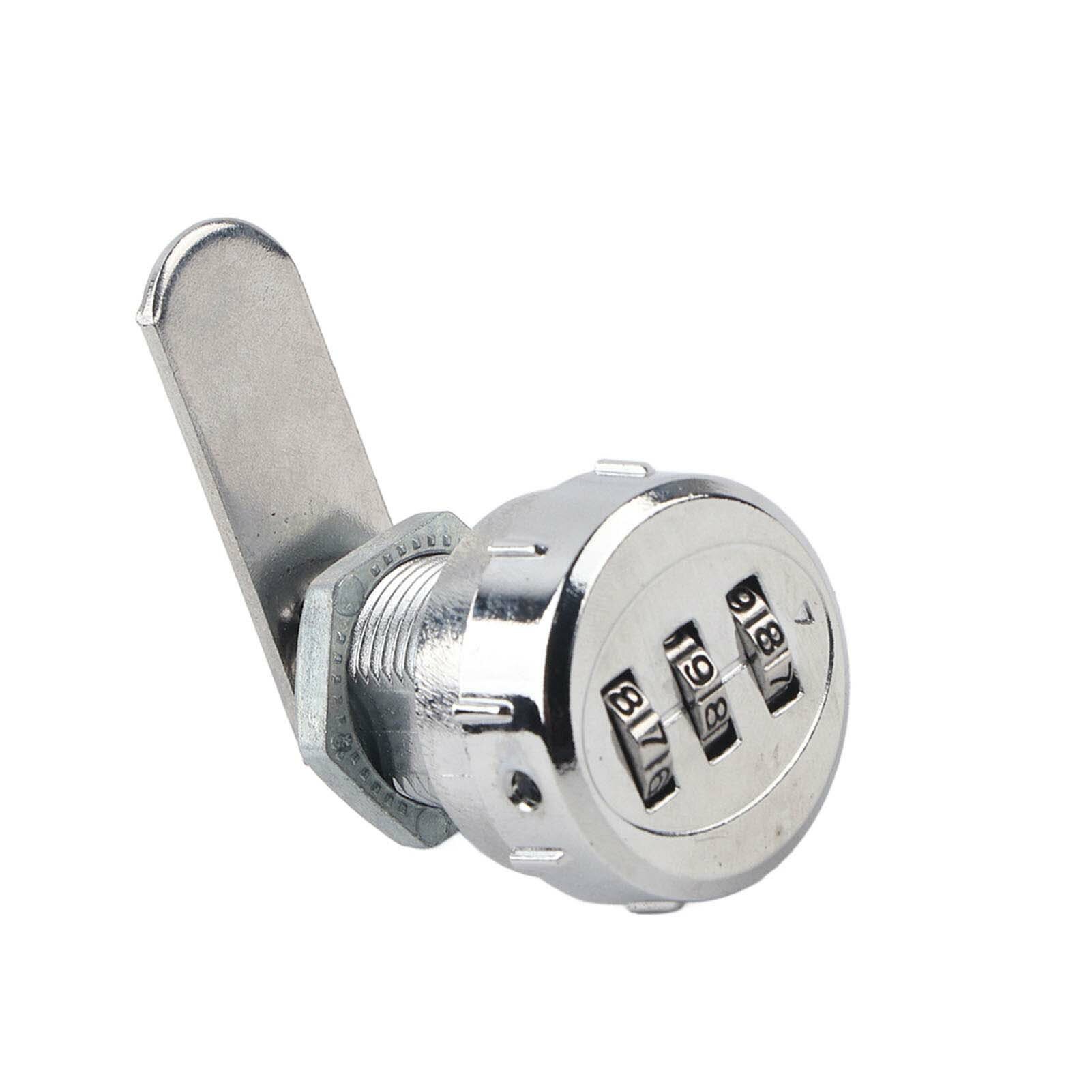 Кодовый замок для шкафов 3-значный код серебристый нержавеющий сталь 2# для деревянных гардеробов толщиной 12~16мм без винтового монтажа длина пружинного болта 49х17мм диаметр поверхности замка 31.6мм