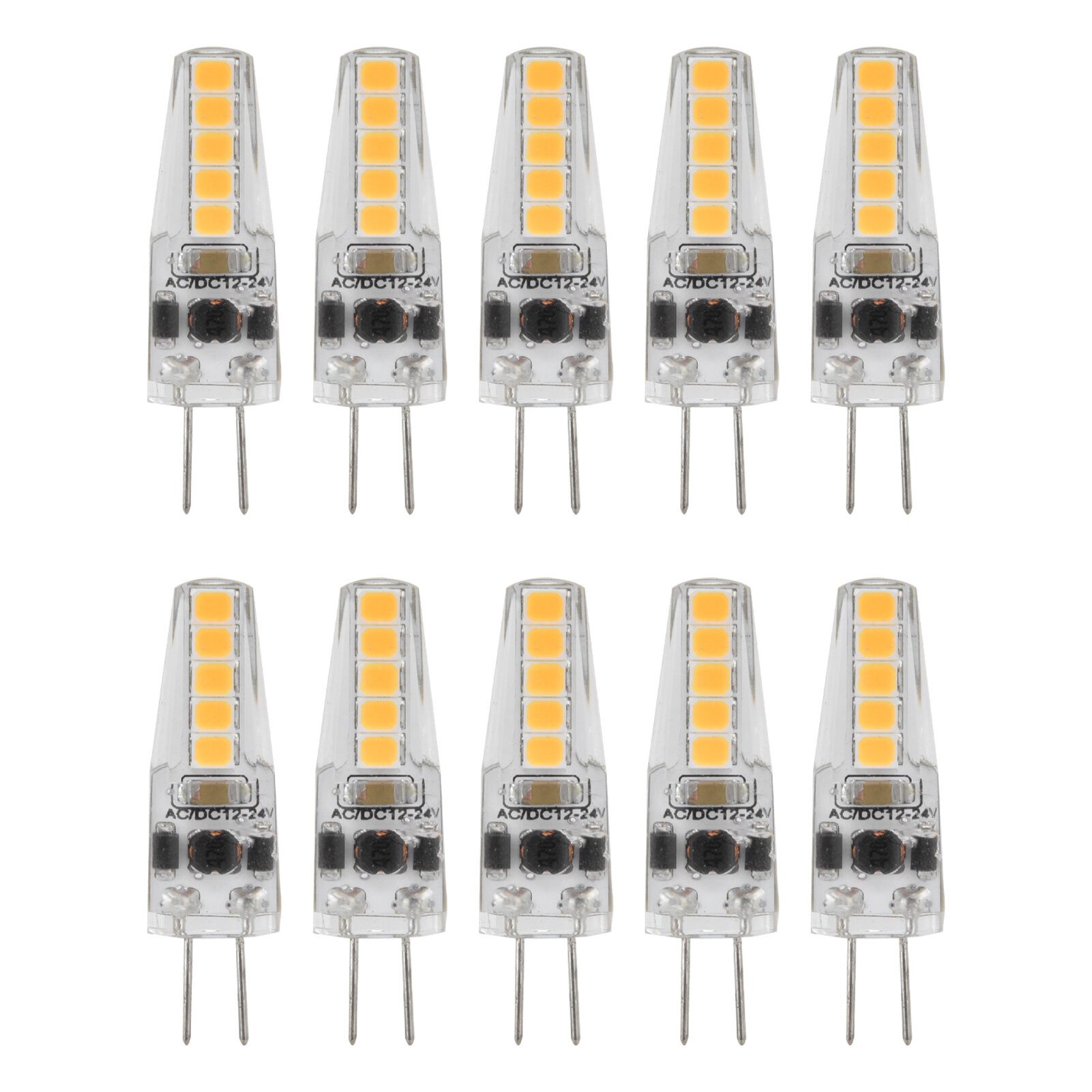 10 шт. Светодиодные лампочки G4 2 Вт Bi Pin Base Dimmable Lacks для люстры потолочная лампа Лампа 2700K AC 12‑24V
