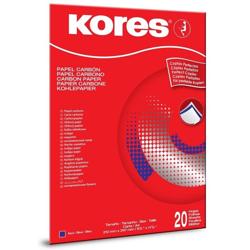 Бумага копировальная Kores синяя, пачка 20 листов