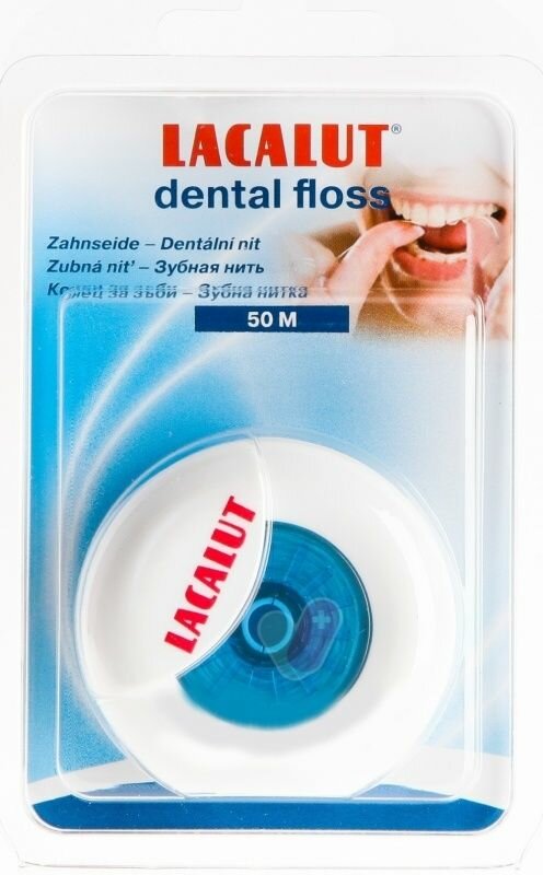 Зубная нить Lacalut "Dental", мятный вкус, 50 м