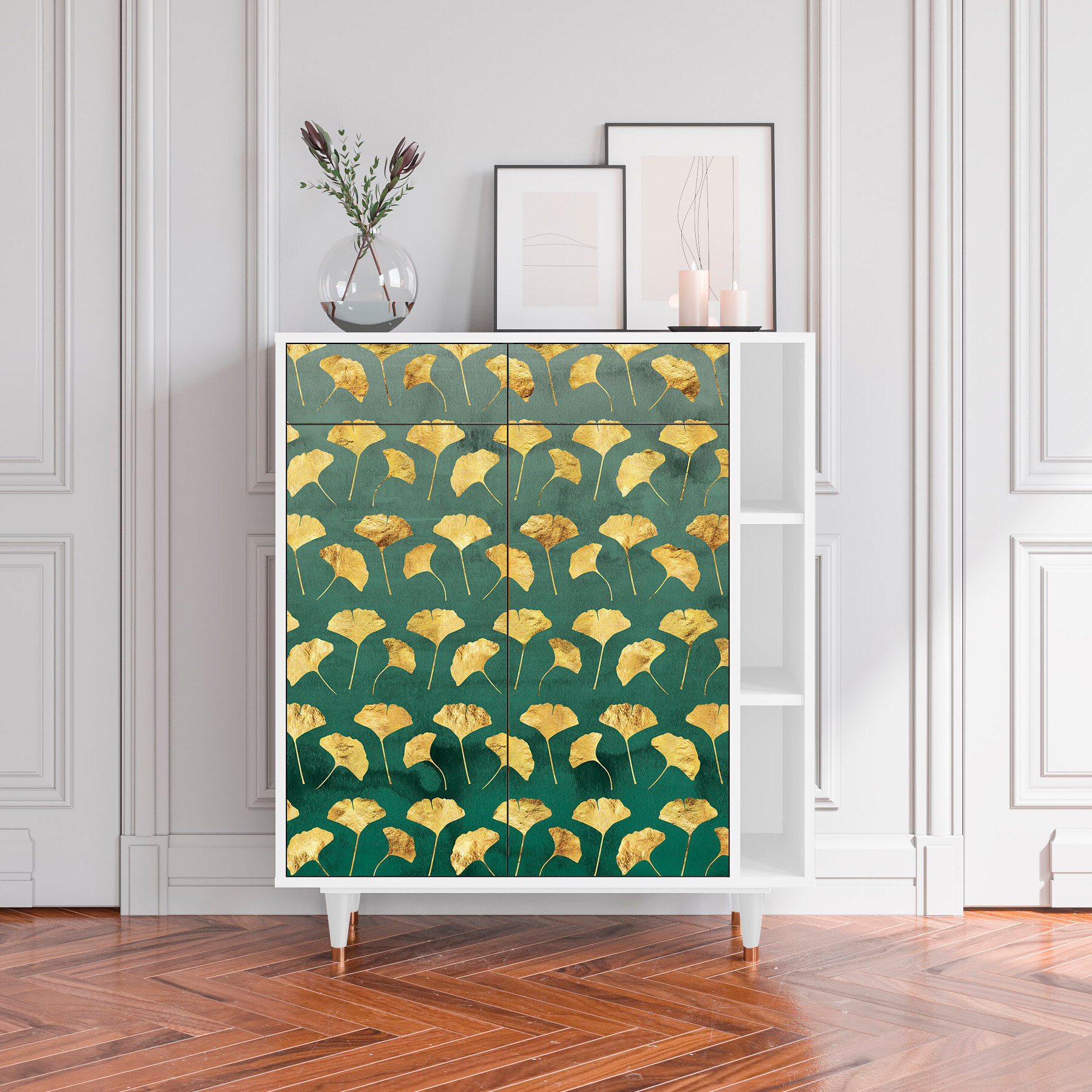 Комод - STORYZ - BS6 Gingko leaves, Размер - 94 x 110 x 41 см, Цвет корпуса - , Белый