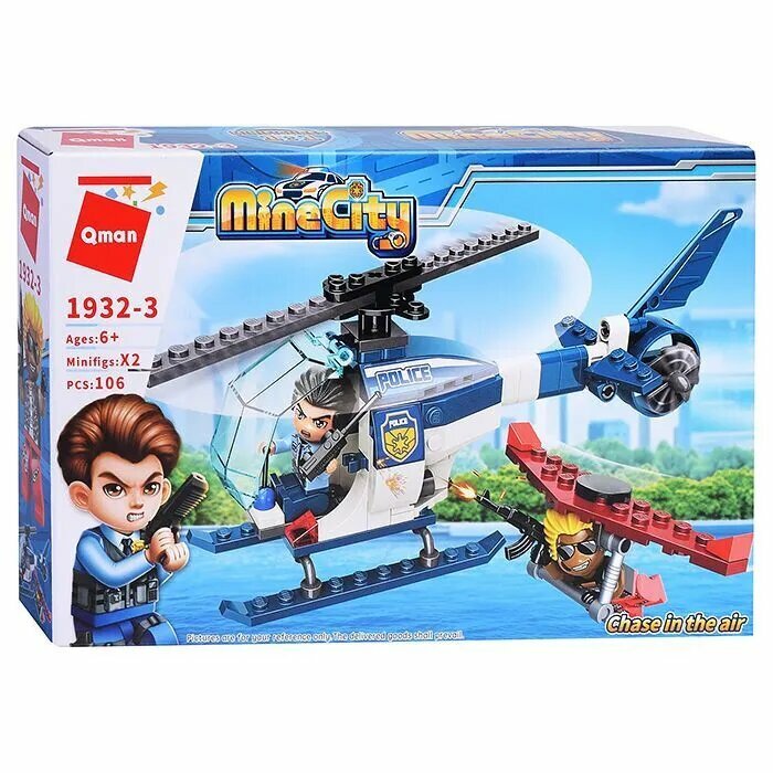 Конструктор Qman Полицейский вертолет 106 дет 6+ 1932-3