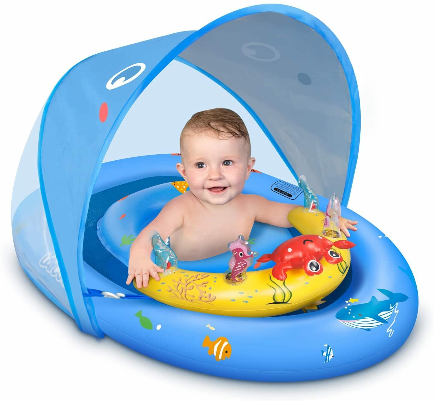 Надувное кольцо для плавания, с крабовой сеткой, карманное, 90x75,6 см