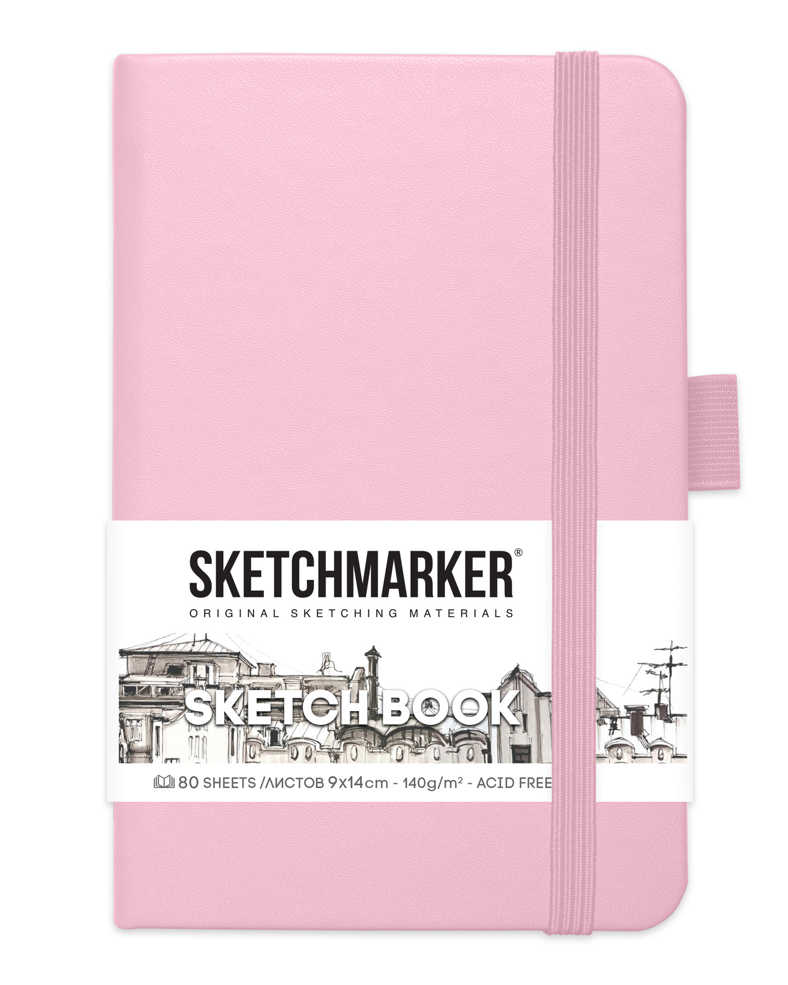 Блокнот для зарисовок Sketchmarker 140г/кв. м 9*14см 80л (Розовый)