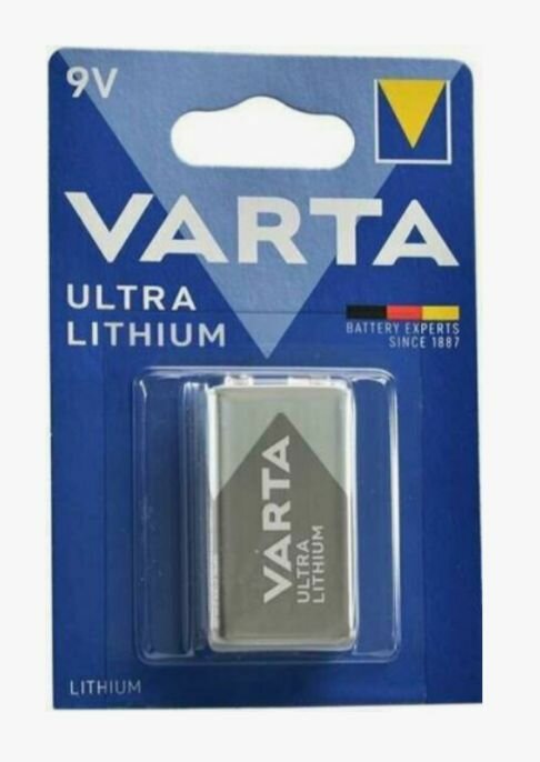 Батарейка VARTA Ultra Lithium 6LR61/9V, 1 штука (1 штука в блистере)