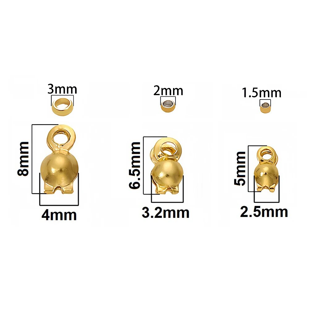 Позолоченные застежки и бусины из нержавеющей стали для ювелирных изделий 4x8mm, Gold Color