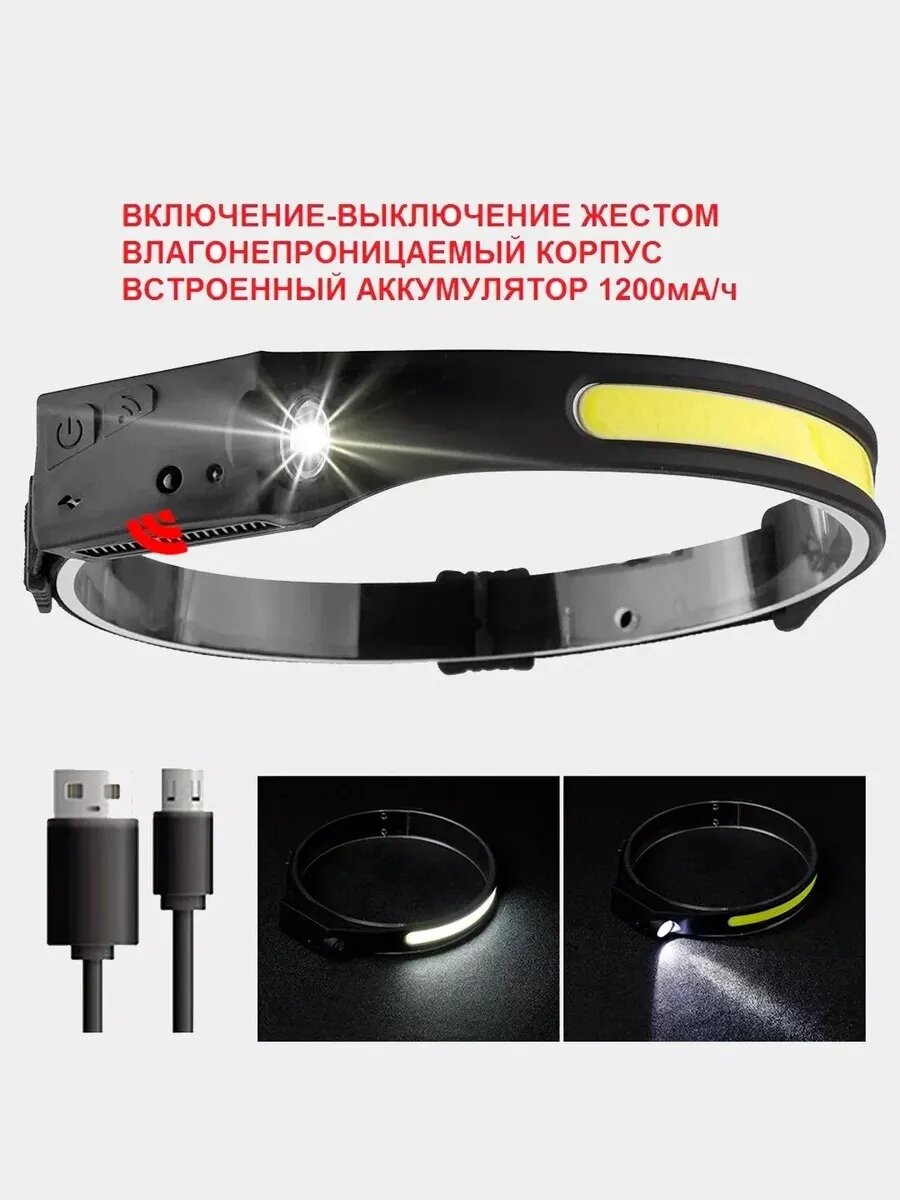 Фонарь налобный с датчиком движения