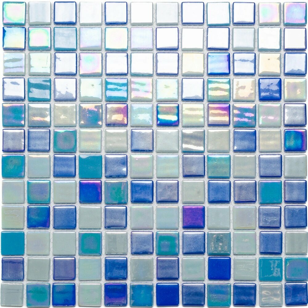 Мозаика стеклянная Reexo M035, цвет: микс, перламутр прокрашенный (синий кобальт + голубой + белый), цена - за 1 м2