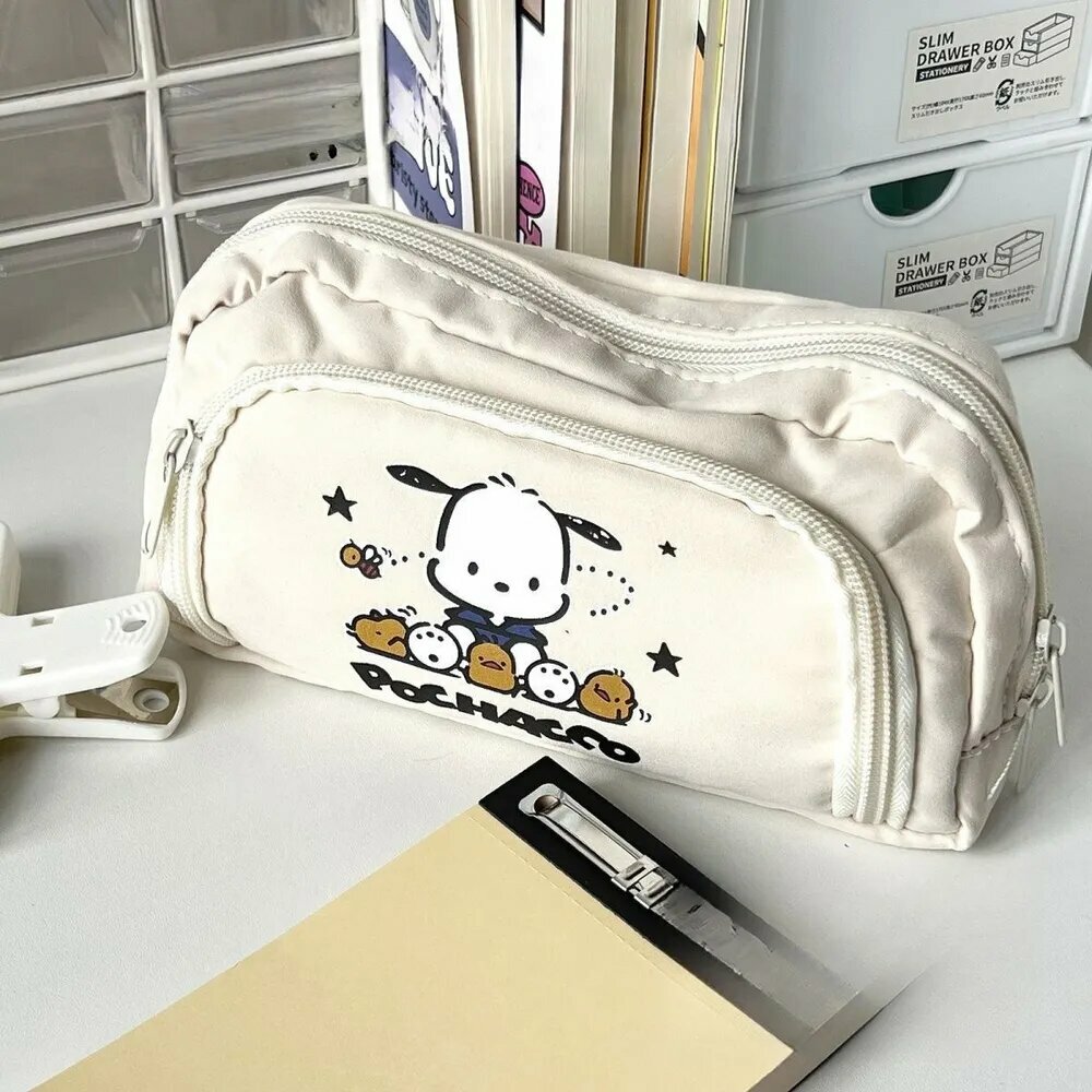 Простой студенческий пенал, ins, двухслойный, с принтом собаки Паша, канцелярские принадлежности для хранения, белый