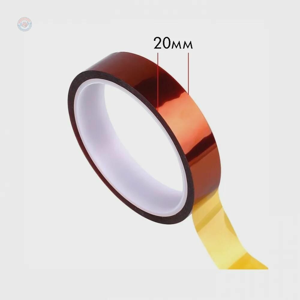 Термостойкий каптоновый скотч для пайки, 20 мм х 10 м, выдерживает до +400 C, силиконовый клей, лента для изоляции платы и термозащиты электроники