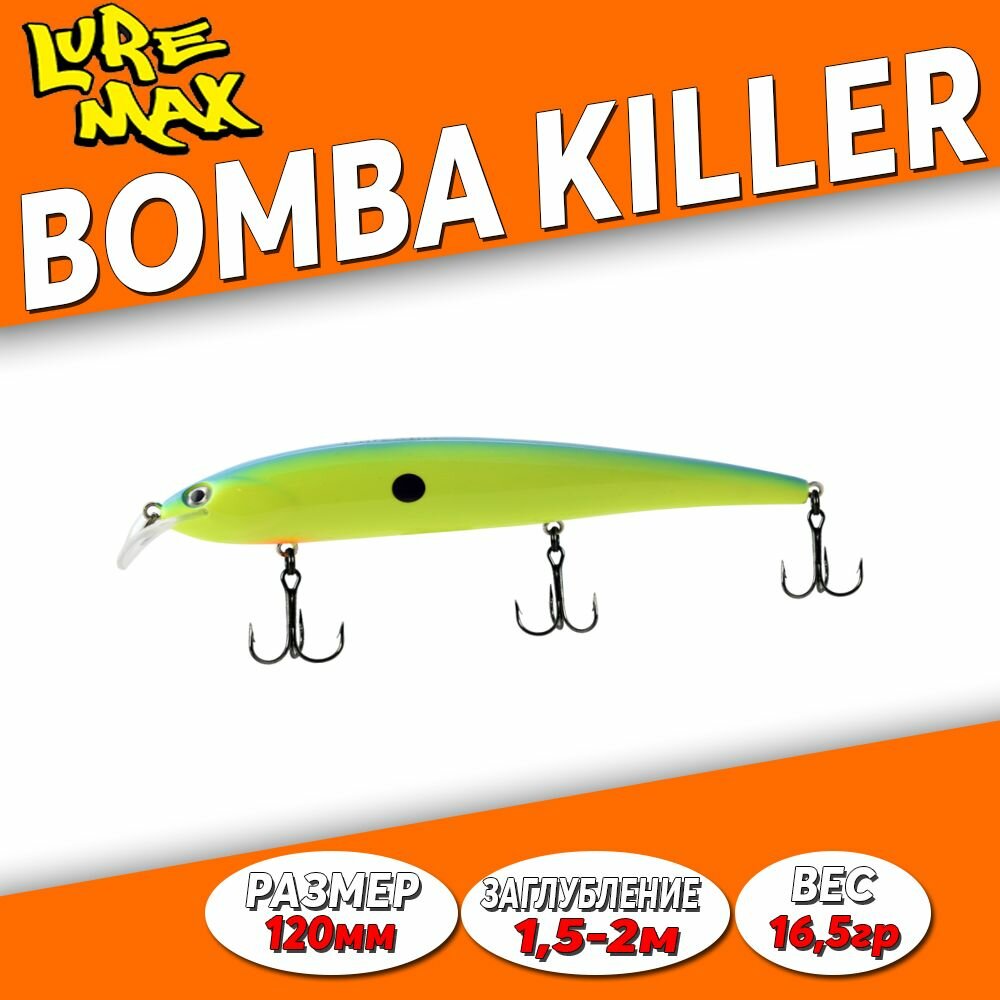 Воблер LureMax BOMBA KILLER 120FDR-015 16,5 г.
