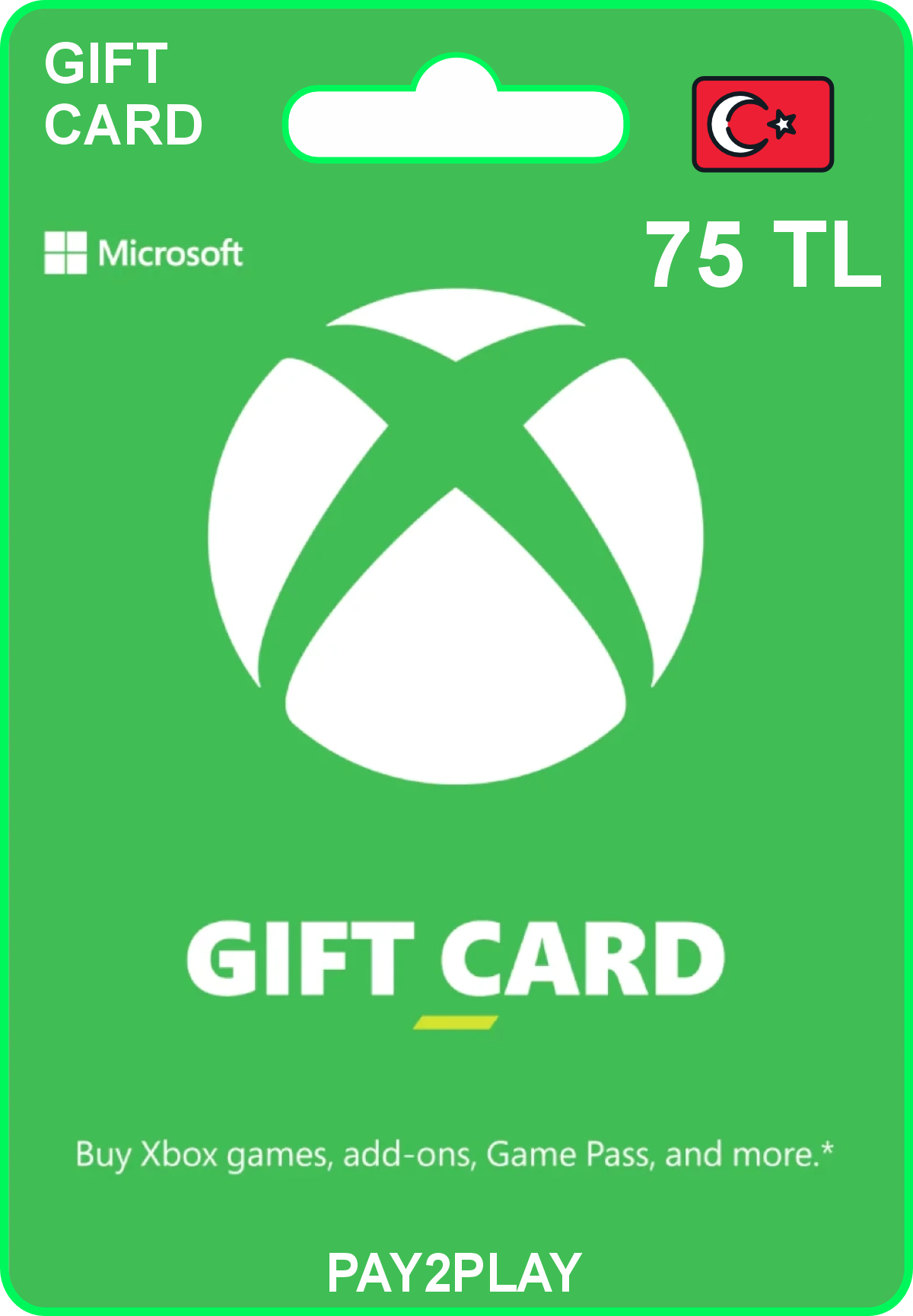 Подарочная карта XBOX 75 TL / Турция / Пополнение счета, Цифровой код / XBOX Gift Card Turkey