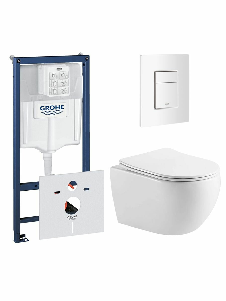 Комплект инсталляции GROHE 38772SH0 с унитазом Aquatek европа и сиденьем с микролифтом (NW0530)