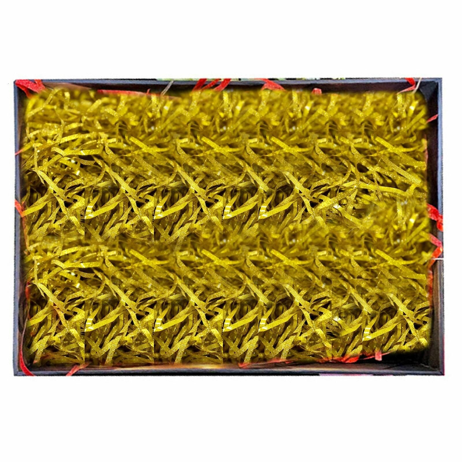 Шелковое наполнение подарочной коробки из измельченной бумаги с блестками из Рафии-Золотое