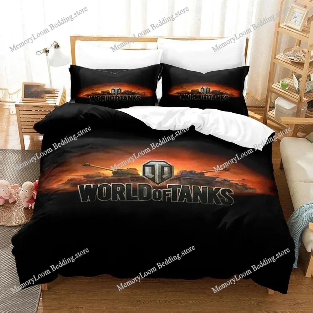 Комплект постельного белья World of Tanks для детей и взрослых Черный, EU Double 200x200cm, 1