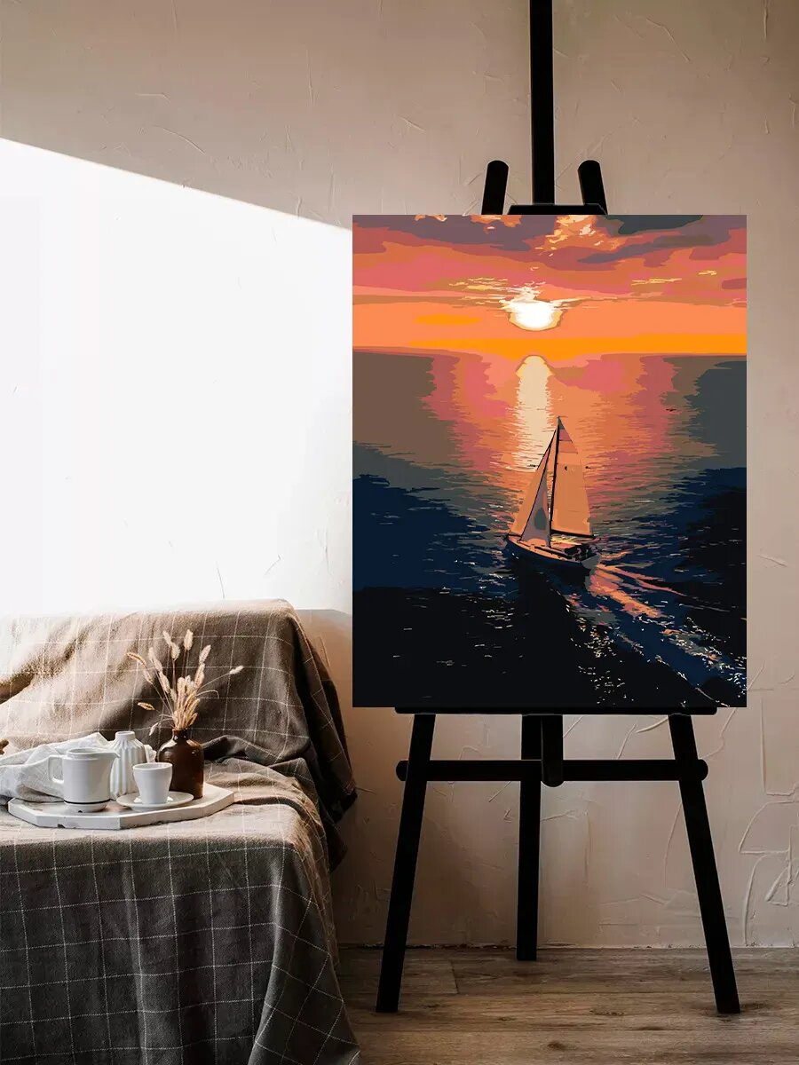 Картина по номерам Парусник на Закате Живопись Рассвет