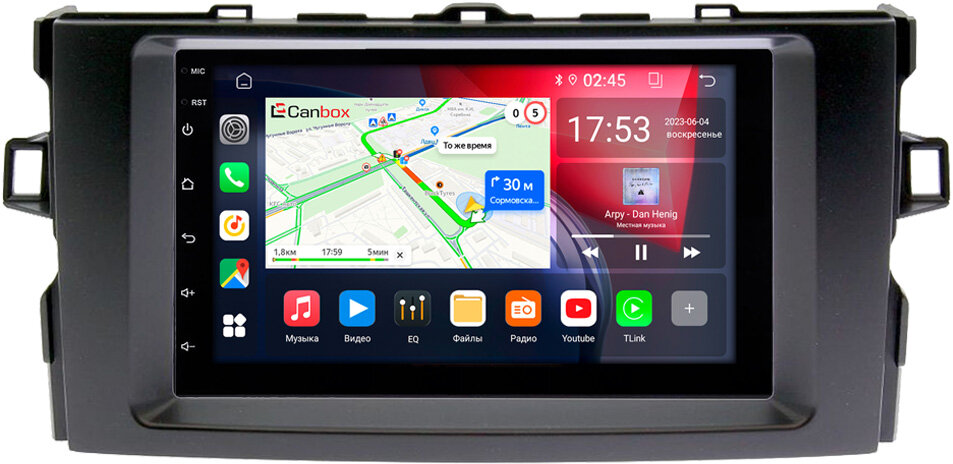 Штатная магнитола Toyota Auris 2006-2012 Canbox 4/64 Android 10 (GTR7-RP-TYAU15XB-176) (173х98) (IPS, DSP, CarPlay)