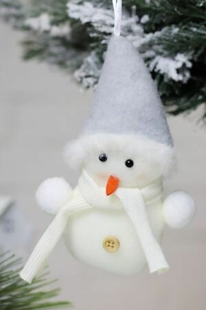 Елочная игрушка снеговичок-гномик, текстиль, 5 см, Kaemingk 610195