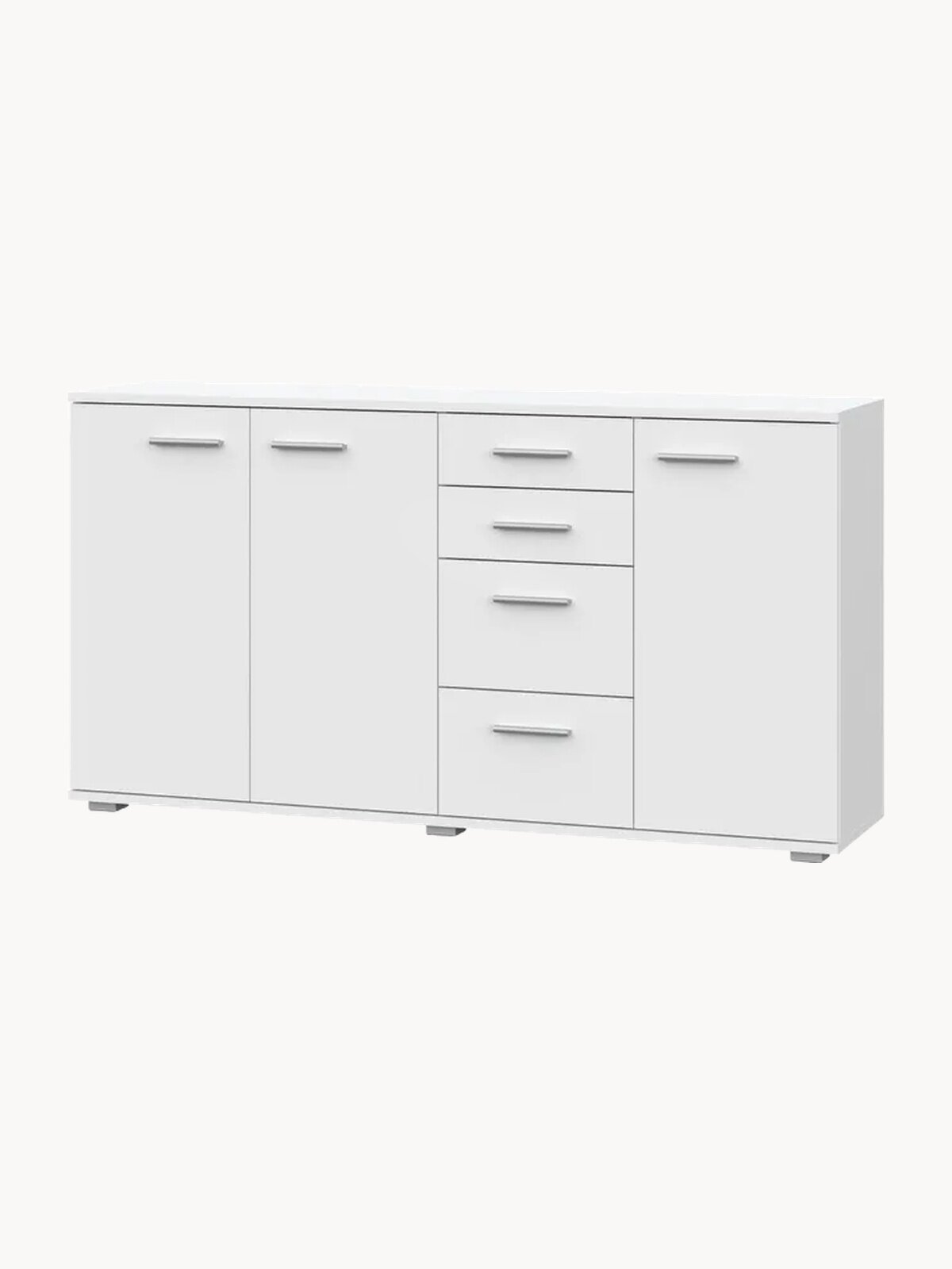 FUN (ФАН) комод КД-4, 1378 х 735 х 340 мм, ЛДСП, 4 ящика, 3 двери, Белый