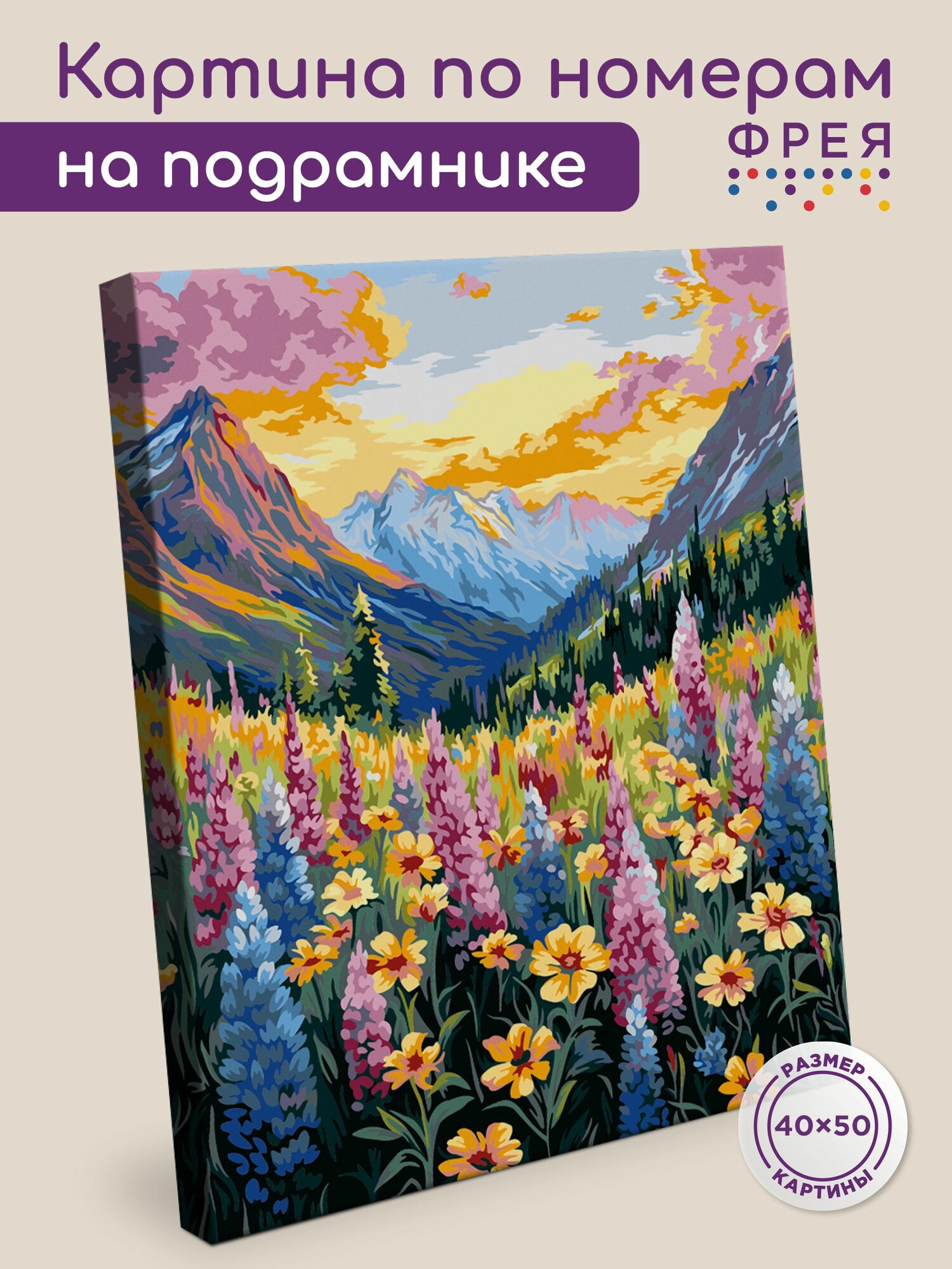 Картина по номерам с холстом на подрамнике "фрея" PNB/PL-360 50 х 40 см "Горная долина"