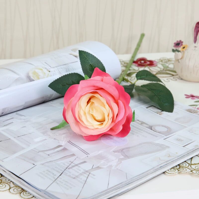 Поддельные цветы, имитация роз, декоративные цветы, розы для любовника, одиночные цветы, обеденный стол для гостиной,